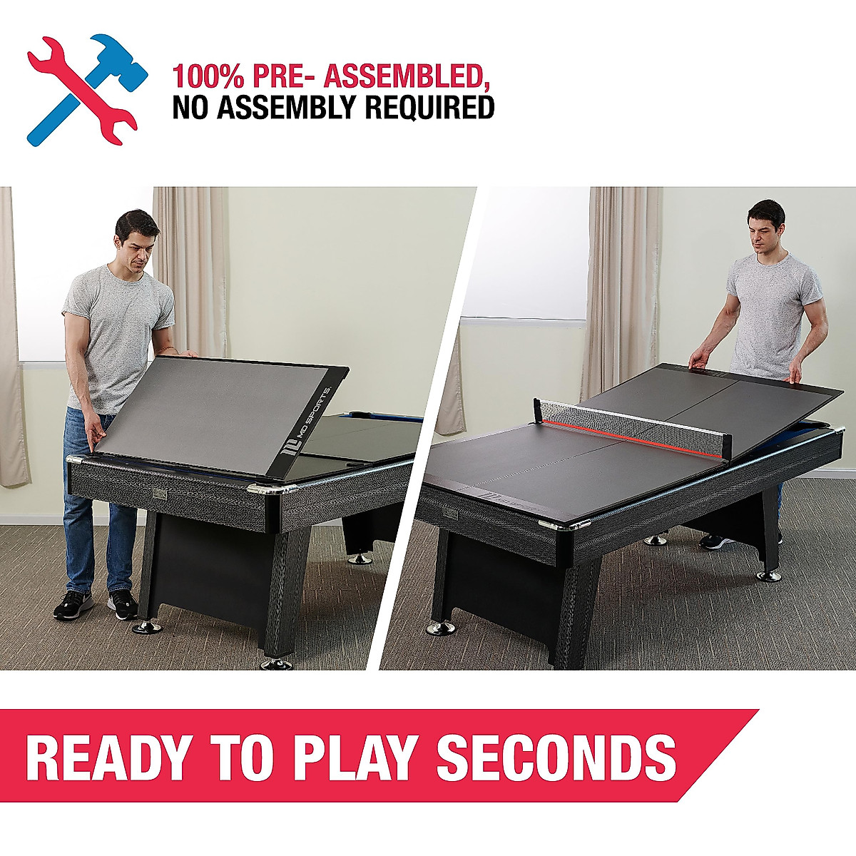 MD Sports 4-Piece Table Tennis Tabletop, Gray & Black (Midsize Conversion Top), 84'' (TT409Y19003)