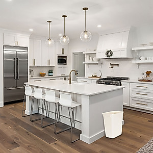 Rubbermaid Small Kitchen Bathroom Trash Can, Under Sink Waste Basket, Plastic Beige 5 Gallons 8 Inch Wide