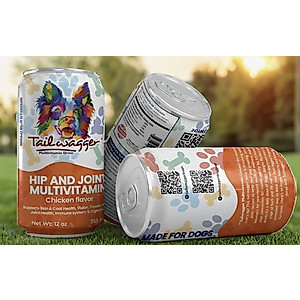 Tailwagger Tailprime Dog Hip and Joint Supplement, Multivitamin Drink for Immune System - Optimal Formulation for Digestive Health with Mushrooms, Vitamin C, E, and D3 - Chicken Flavored, 4 x 12 oz