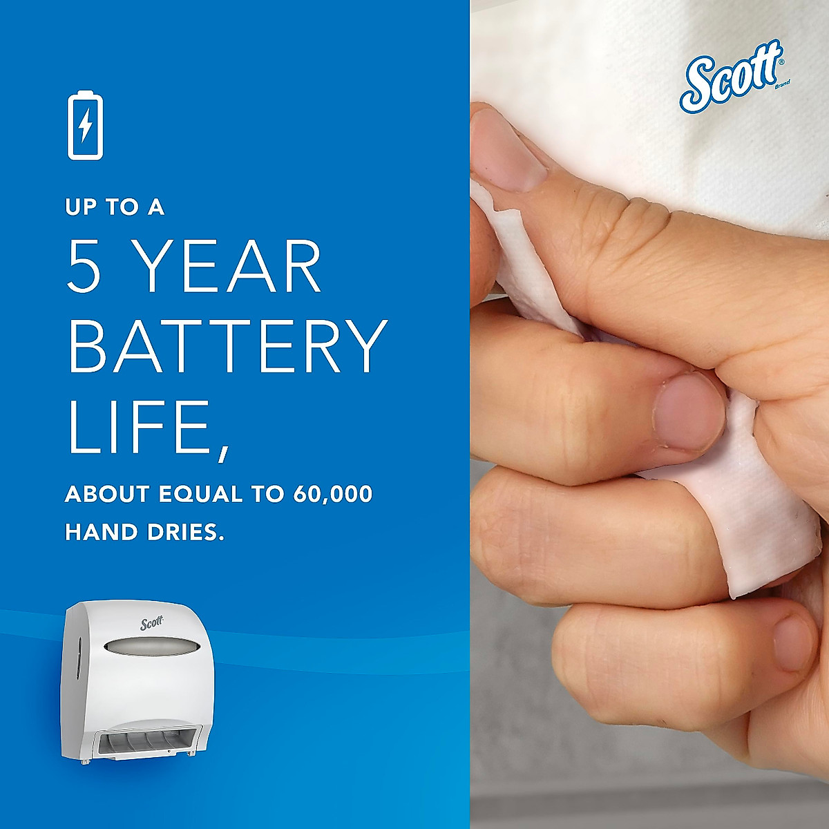Scott Essential Hard Roll Paper Towel Electronic Dispenser (48858), Fast Change, White 12.7" x 15.76" x 9.57"