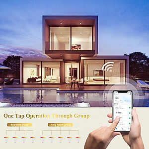 DiCUNO MR16 Smart Bulb Alexa, RGBCW Color Changing GU5.3 Light Bulb Compatible with Google Home, Dimmable with App, AC/DC 12V, 110° Beam Angle 40W 400LM, 2.4GHz WiFi, Landscape Light, 4-Pack