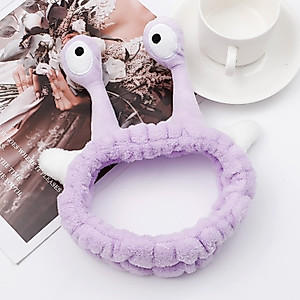 Hofar Face Wash Headband Hairband with Palm and Snail Coral Fleece Cartoon Cute Creative Hair Accessories