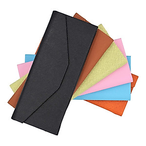 Real Sic Vegan Leather Eyeglass Case - Reading Glasses Case with Magnetic Folding - Leather Sunglass Case with Aluminum & Cardboard Core - Hard Case for Sunglasses, Reading Glasses - (Black)