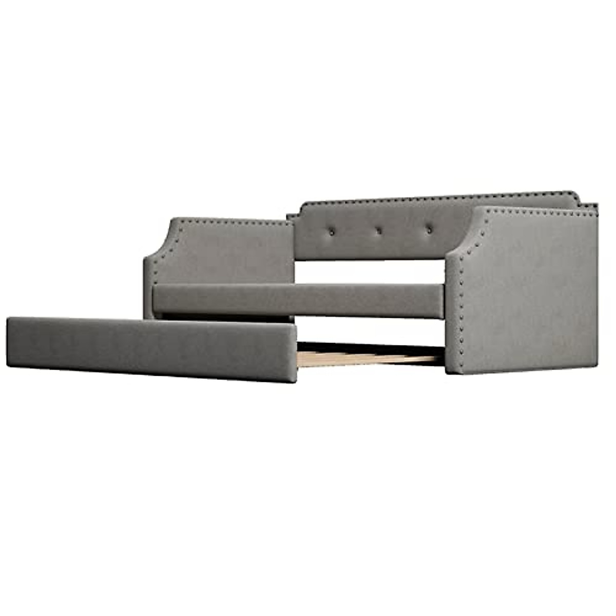 FLOYINM Upholstered Daybed with Trundle, Wood Slat Support,Upholstered Frame Sofa Bed, Twin