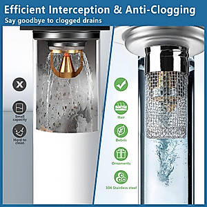 Anytin 2pcs Bathroom Sink Drain Strainer Pop Up Sink Drain Stopper with Removable Stainless Steel Filter Basket, for US Universal Bathroom Kitchen Basin Sink Stopper Bathroom Sink Stopper