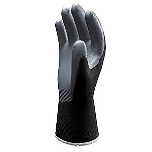 SHOWA Atlas 370B Nitrile Palm Coating Glove, Black, Medium (Pack of 12 Pairs)