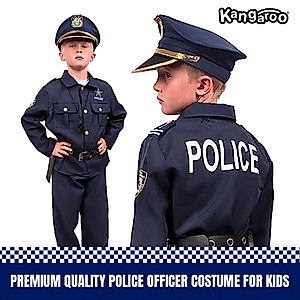 Kangaroo Deluxe Police Costume For Kids I Police Accessories Play Set I 15 Pcs Role Play Cop Costume & Dressup