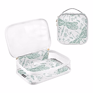 Dragonfly 2 Pieces Clear Makeup Cosmetic Toiletry Bags for Women Men PVC Waterproof Portable Travel Storage Carry Pouch with Gold Zippers Plastic Tote Bags for Vacation Bathroom Organizing Traveling