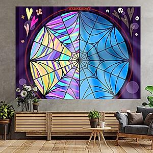 Wednesday Banner Happy Birthday Backdrop Horror Fantasy TV Drama Theme for Boys Girls Fans Room Bedroom Playroom College Dorm and Apartment Decor Wednesday Party Supplies Birthday Party Decorations