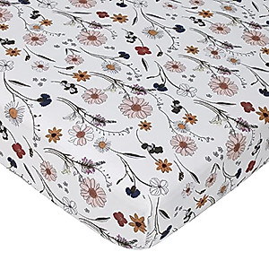 NoJo Keep Blooming Pink, White, Purple and Gold, Flowers, Fox, Bunny and Birds "Keep Blooming Sweet Girl" 4 Piece Nursery Crib Bedding Set - Comforter, 100% Cotton Fitted Crib Sheet, Crib Skirt