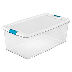Sterilite 106 Quart Clear Plastic Stackable Storage Container Bin Box Tote with White Latching Lid Organizing Solution for Home & Classroom, 12 Pack