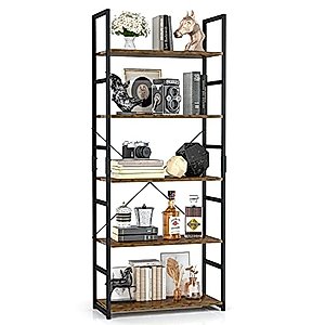 OTK 5 Tier Bookshelf, Tall Bookcase, Office Shelf Storage Organizer, Modern Book Shelf for Living Room, Bedroom, and Home Office, Vintage