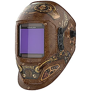 YESWELDER Large Viewing Screen 3.93"X3.66" True Color Solar Power Auto Darkening Welding Helmet, 4 Arc Sensor, for TIG MIG Arc Weld Grinding Welder Mask LYG-17800F-ST