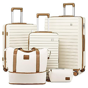 imiono Luggage Sets 3 Piece,Hardside Suitcase Set with Spinner Wheels,Lightweight Travel Carry on Luggage set Clearance with TSA Lock（20/24/28,White）