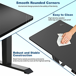 Walsunny Electric Height Adjustable Standing Desk, 63 x 24 Inches Splice Board, Sit Stand Up Computer Table with Memory Preset Controller for Home, Office,Black Frame/Black Top