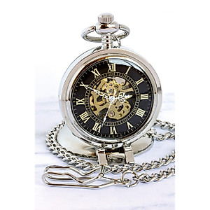 Coin Pocket Watch with Skeleton Quartz Movement | Gold Layered JFK Bicentennial Half Dollar | Genuine U.S. Coin | Sweeping Second Hand, Roman Numerals | Silvertone Case | Certificate of Authenticity
