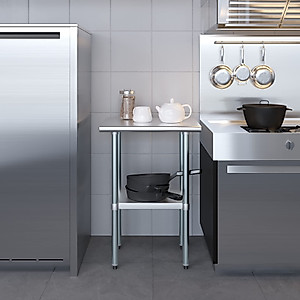 AmGood 18 in. x 24 in. Stainless Steel Work Table | Metal Kitchen Food Prep Table | NSF