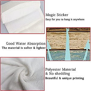 RAWARS Anchor Hand Towels for Bathroom Kitchen - Hanging Kitchen Towels with Loop 2 Pack Wood Nautical Old Stripe Highly Absorbent Soft Cloth Tie Towels for Laundry Room Decor