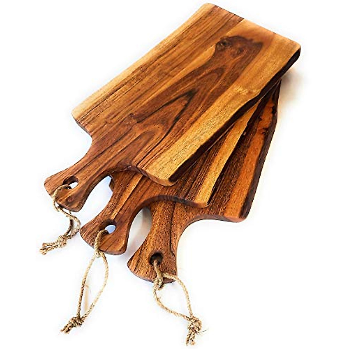 FEATHERLEE - Extra Large Premium Natural Live Edge Acacia Charcuterie Cheese Board Serving and Cutting Tray with Handle