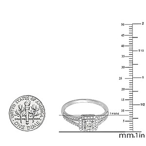 Dazzlingrock Collection 0.50 Carat (Cttw) Princess & Round Diamond Split Shank Halo Engagement Ring for Women in 14K Solid White Gold, Size 8
