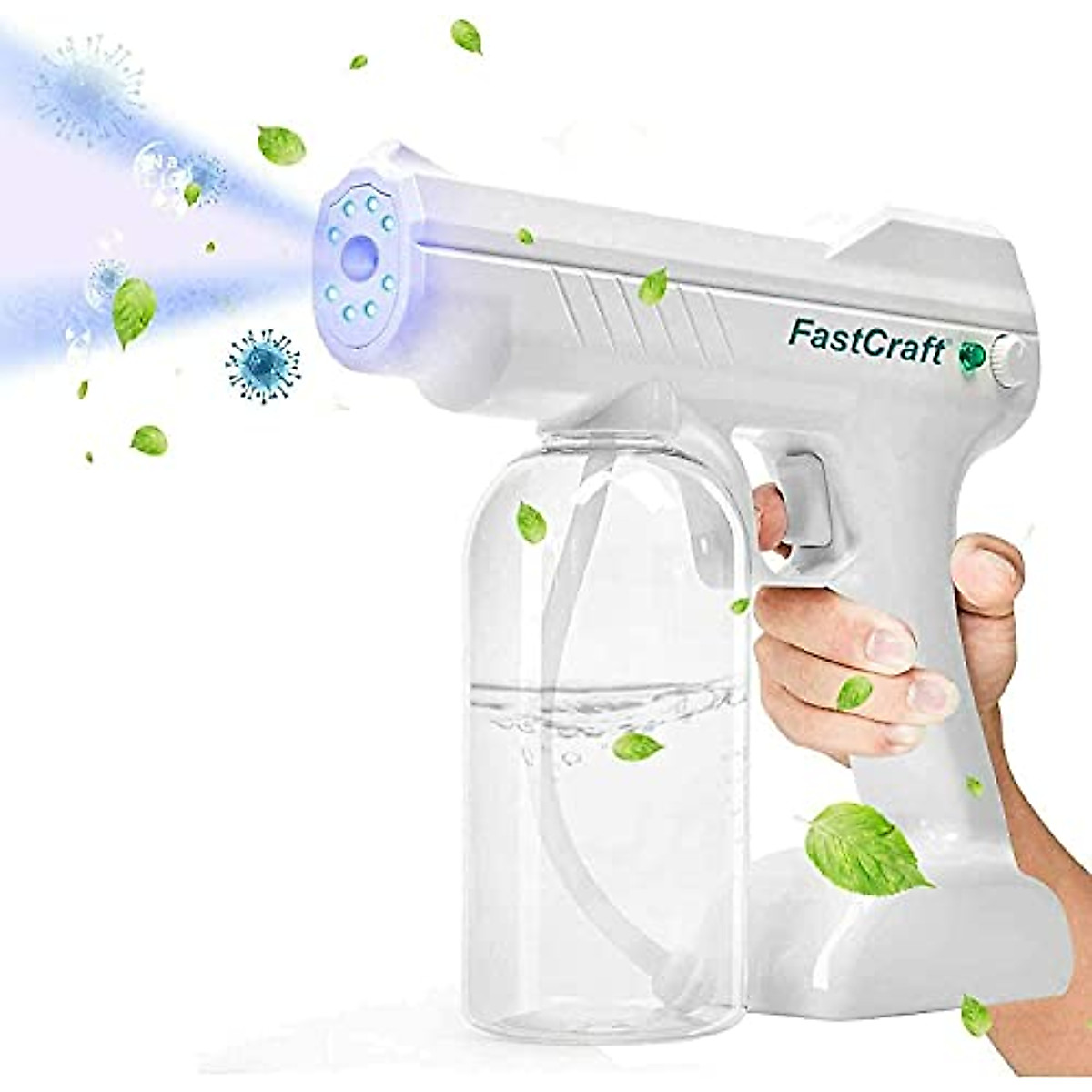 Atomizer Sprayer Gun Blue Light Nano Rechargeable Steam Fogger Gun for Office, School, Restaurant, Garden, Home - Steaming Sprayer Atomizer Gun