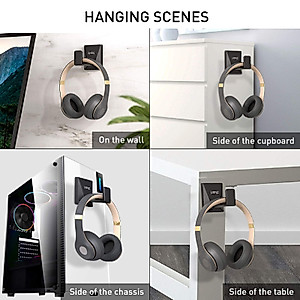 havit PC Gaming Headset Headphone Stand Holder Hanger Hook 2 in 1 Headphones Stand Aluminum Pole Solid Base Rubber Anti-Slip for Desk Wall Desk Compatible All Headphone