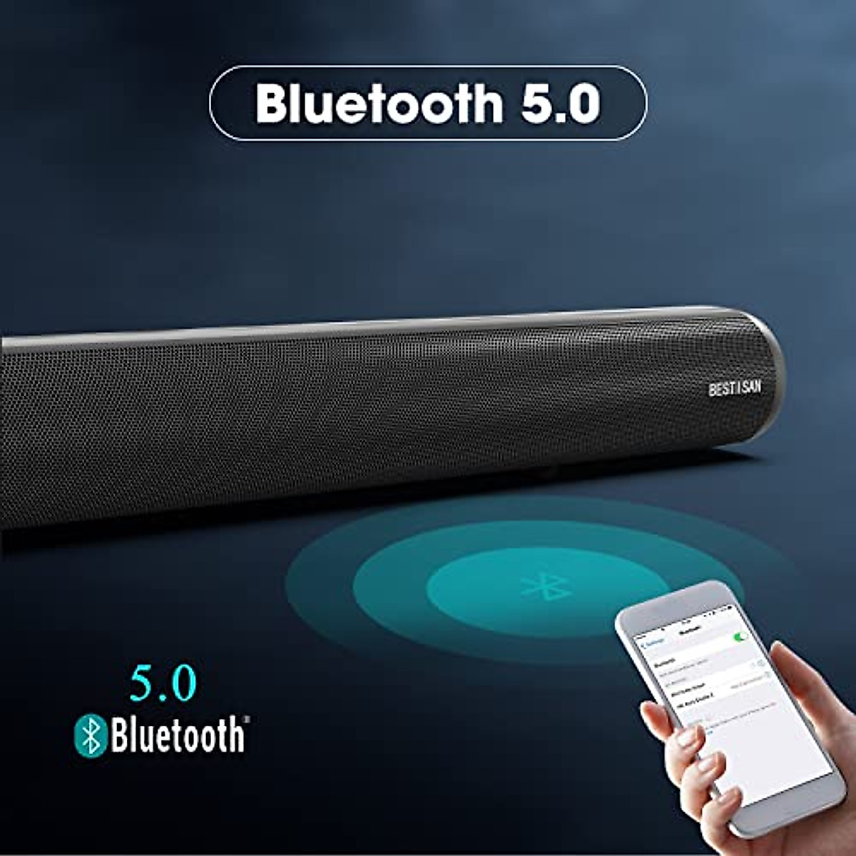 BESTISAN Sound Bars for TV, Wired and Wireless Bluetooth 5.0 TV Sound bar 34inches Soundbar for Home Theater HDMI-ARC/Optical/Coaxial/AUX/USB/Bluetooth Connection, Wall Mountable