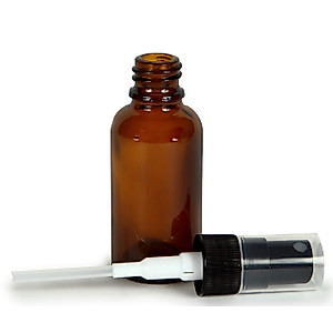 Vivaplex, Amber, 1 oz Glass Bottles, with Black Fine Mist Sprayers - 2 pack