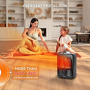 BEYOND HEAT Milkhouse Space Heater, 1300W/1500W Electric Heater with Thermostat, 3 Heat Settings, Safe and Quiet Heater for Home Garage Workshop Warehouse, Black