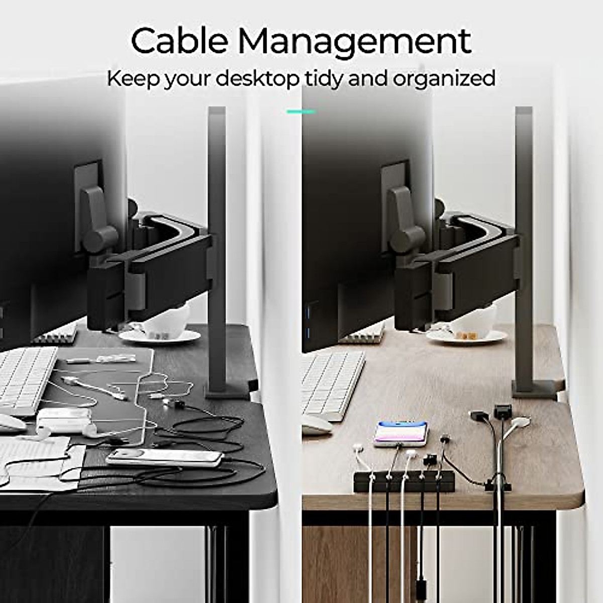 LINSY HOME Office Desk with Cabinet, Computer Desk 47 inch with 3 Drawers Storage, Writing Desk Study Table with Monitor Stand Groove for Home Office