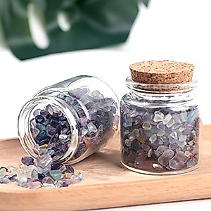 Magic Season Decorative Round Glass Bottles with Cork Stoppers (2 Pcs / 1.7 fl oz.)