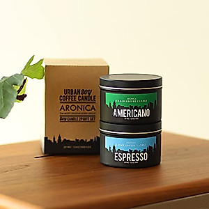Aronica Coffee Scented Candle - Ideal for Bridal Shower, Baby Shower Hostess Gifts, Soy Candle Gifts for Men & Women, Set of 2, Americano & Espresso, Gift for Man, Father's Day Gift, Man Cave Candle