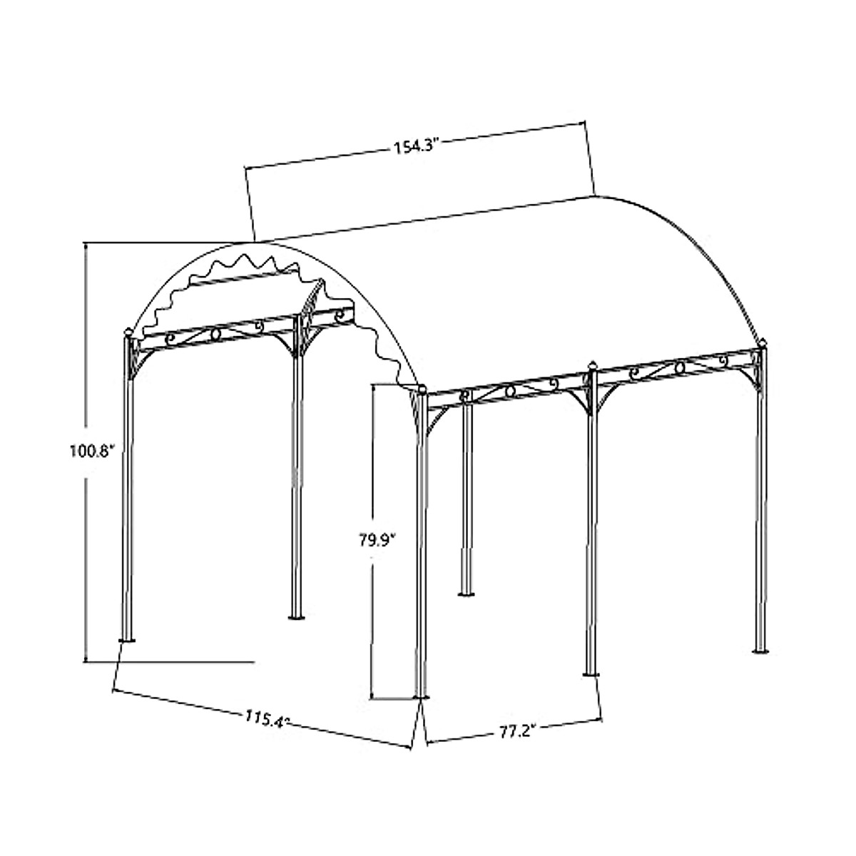 Outdoor Patio 13ft.Wx10ft.W Steel Carport Shelter Garage Tent, Garden Storage Shed with Anchor Kit, Gazebo for 6-8 People, Designed for Small Place, Easy Assembly