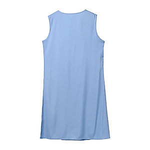 A Line Dresses for Women Mid Length Denim Dresses for Women's Summer Casual Loose Soft Jeans Dress V Neck Sleeveless Sky Blue