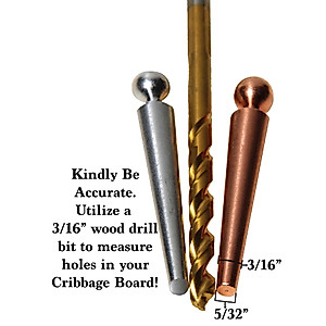 Deluxe Games and Puzzles Metal Cribbage Pegs Extra Large Ball Top, Set of 12 pegs in 4 Colors, for Specialized Cribbage Boards, Soft Red Velveteen Storage Pouch