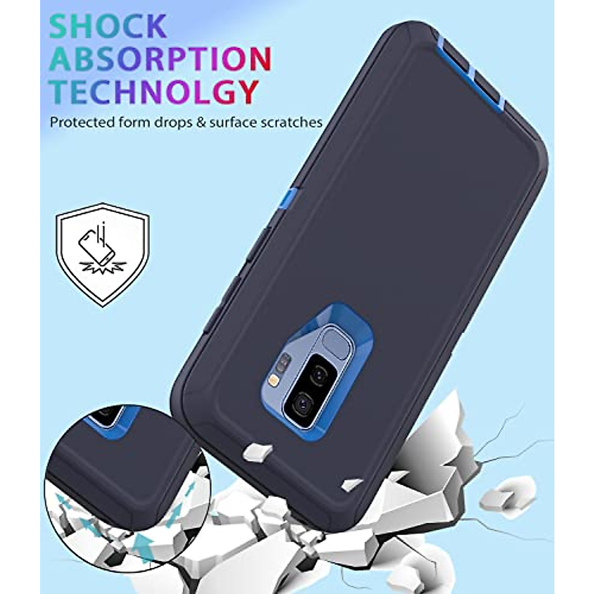 Guirble for Samsung Galaxy S9 Plus Case,Shockproof Dropproof for Samsung S9 Plus Case,Heavy Duty Protective Galaxy S9 Plus Csae,S9 Plus Case 6.2 Inch(Dark Blue)