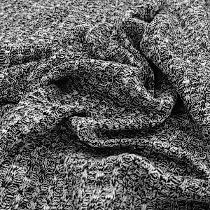 Solid Waffle Brush Poly Rayon Spandex Knit Fabric (Sample Swatch (7"x10" Inches), Heather Grey Chambray)