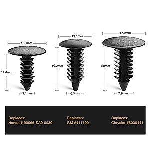 GOOACC 146PCS Nylon Bumper Shield Retainer & Double End Xmas Tree Retainers Clips Universal Auto Body Shield Retainer Fastener Clip Assortment- Bonus Fastener Remover