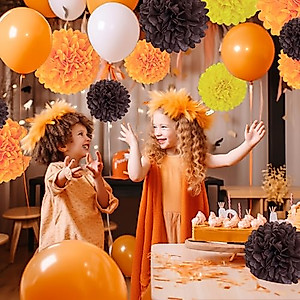 20pcs Decorative Tissue Paper Pom Poms of 14in, 12in, 10in, 8in, 6in for Autumn Party Halloween Birthday Wedding Fiesta Birthday Indoor and Outdoor Decoration (Oranges, Yellow, Brown)