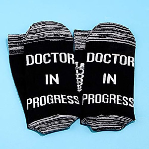 JXGZSO 2 Pairs Doctor Socks Doctor Appreciation Gift Doctor In Progress Socks Medical School Graduation Gift (Doctor In Progress)