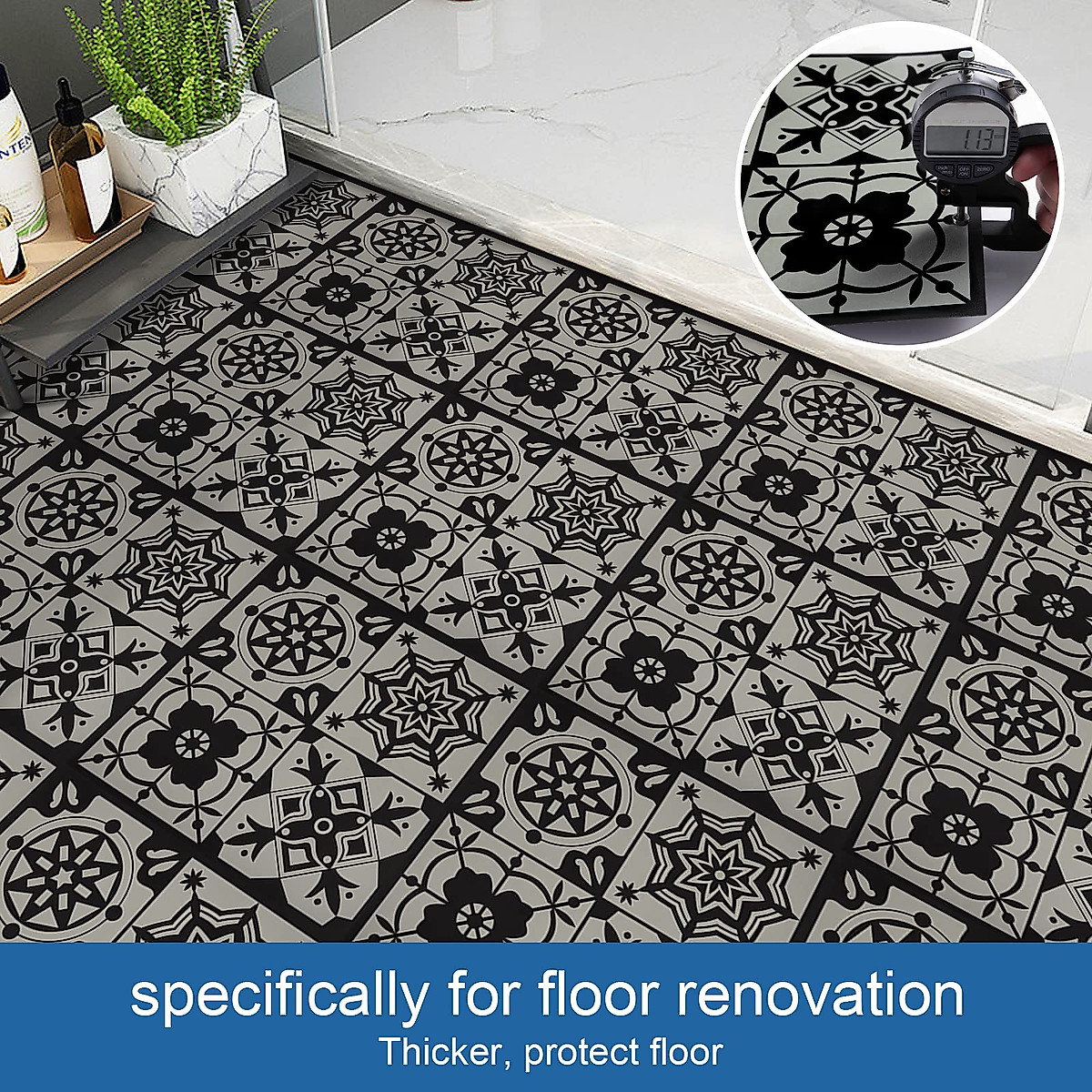 RomDeco 10 Pieces Peel and Stick Flooring, 11.8in X 11.8in Vinyl Flooring for Bathroom