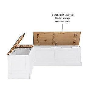 Linon Natural and White 2 Tone Backless Corner Breakfast, Table is NOT Included Harris Nook