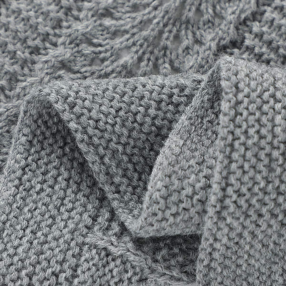 Hadetoto Baby Blanket Soft Knit Swaddle Receiving Blankets Crochet Cosy Warm Cellular Blanket Baby for Newborn Boy and Girl (Grey718)