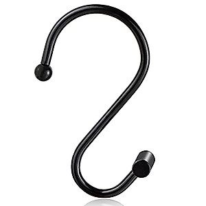 CHICTIE Black Shower Curtain Hooks Rings, Decorative Shower Curtain Rings for Bathroom Shower Curtains Rods, Set of 12 Premium Rust-Resistant Metal Shower Hooks Hangers T Shaped Design