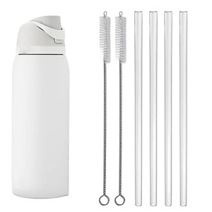 4Pcs Replacement Straw for Owala 24oz 32oz,Reusable Drinking Straws with Straw Cleaning Brush for Owala FreeSip Stainless Steel Water Bottle,Extra Long Straw Cleaner Brush for Owala Water Bottle
