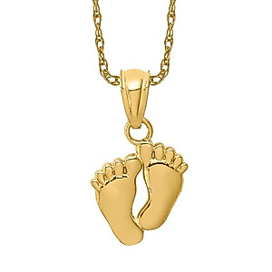 IceCarats 14K Yellow Gold Small Feet Necklace Charm Pendant Only