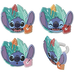 DecoPac Disney's Stitch 'Ohana Cupcake Rings, 24 Lilo & Stitch Cupcake Decorations For Birthday Parties & Celebrations, Food Safe Cake Toppers – 24 Pack