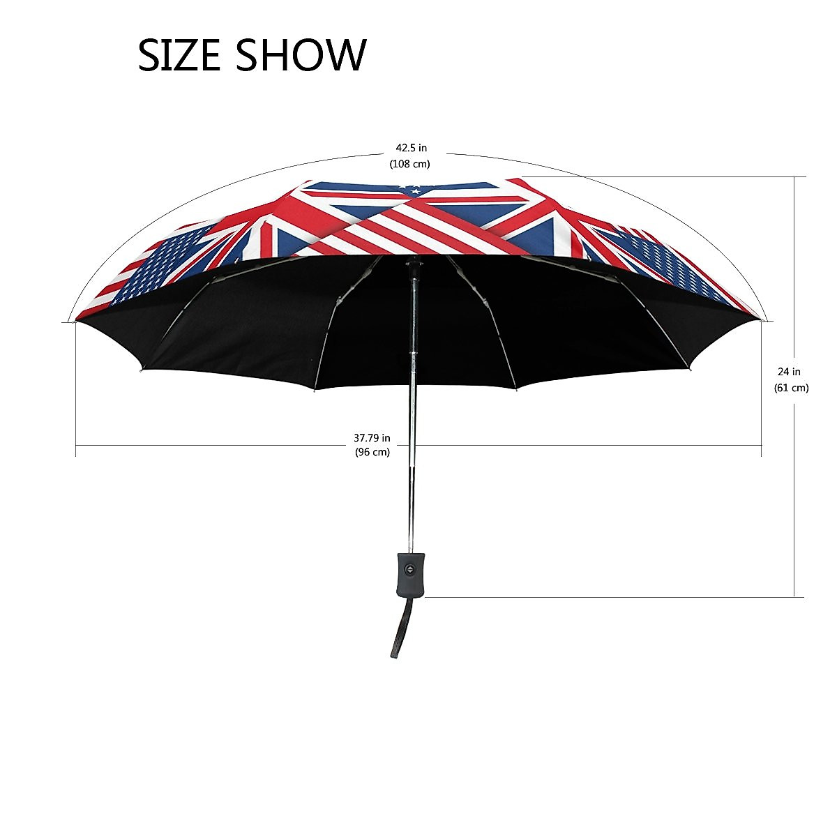 ALAZA Union Jack British Flag 3 Folds Auto Open Close Anti-UV Umbrella