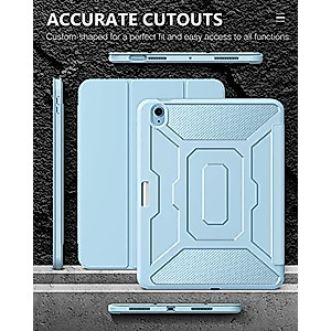 MoKo Case Fit iPad Air 5th/4th Generation 10.9 2022/2020, [Support Touch ID] [Built-in Screen Protector] Full-Body Shockproof Case Smart Shell Stand Cover with Auto Sleep/Wake & Pencil Holder,Sky Blue