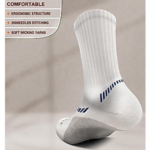 BULLIANT Compression Socks for Men 6Pairs, Athletic Crew Socks Cushioned For Men Sports Running-Arch Support(6Pairs,Shoes Size:Men 11-13)